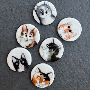 Kate Holliday Buttons - Assorted Cat Small Medium Buttons